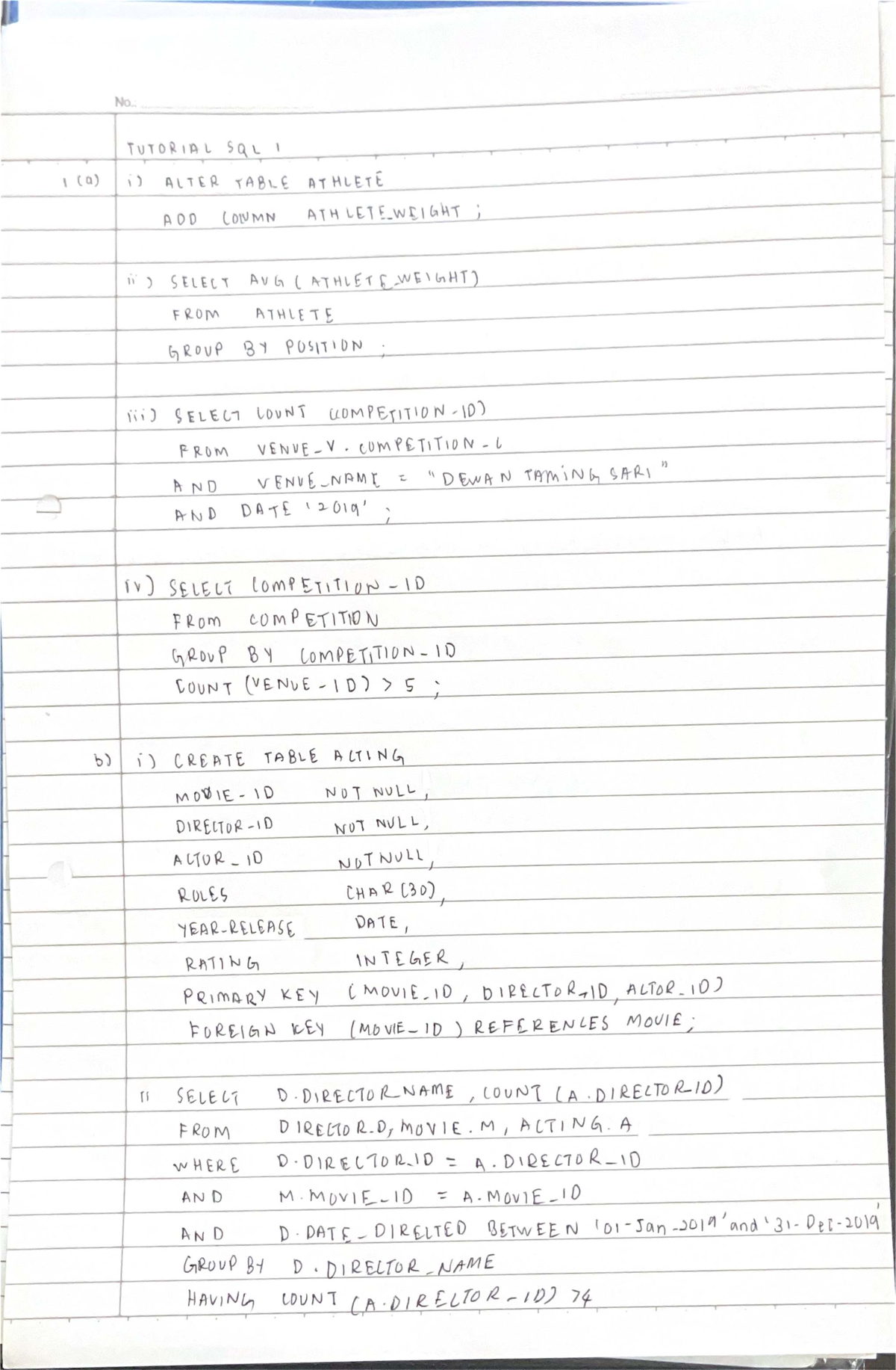 Tutorial SQL 1: Key Queries and Table Modifications - Studocu