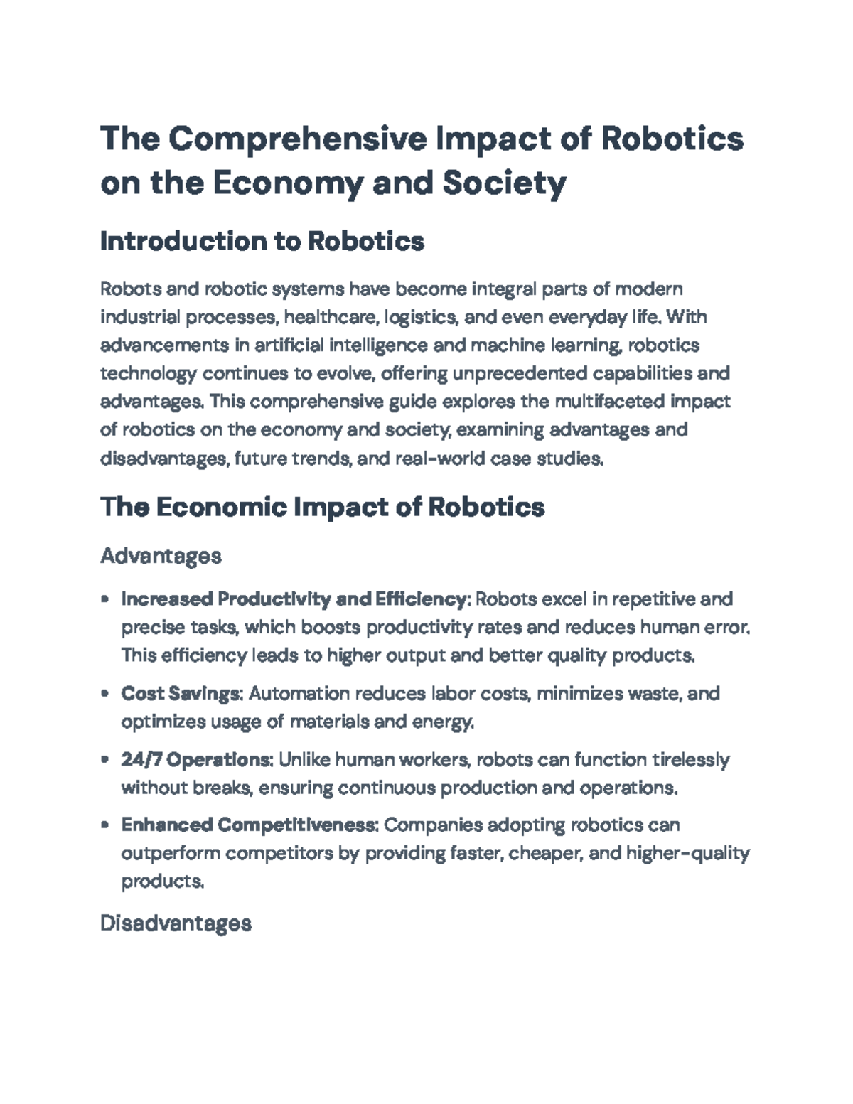 The Economic and Social Effects of Robotics: A Comprehensive Study ...