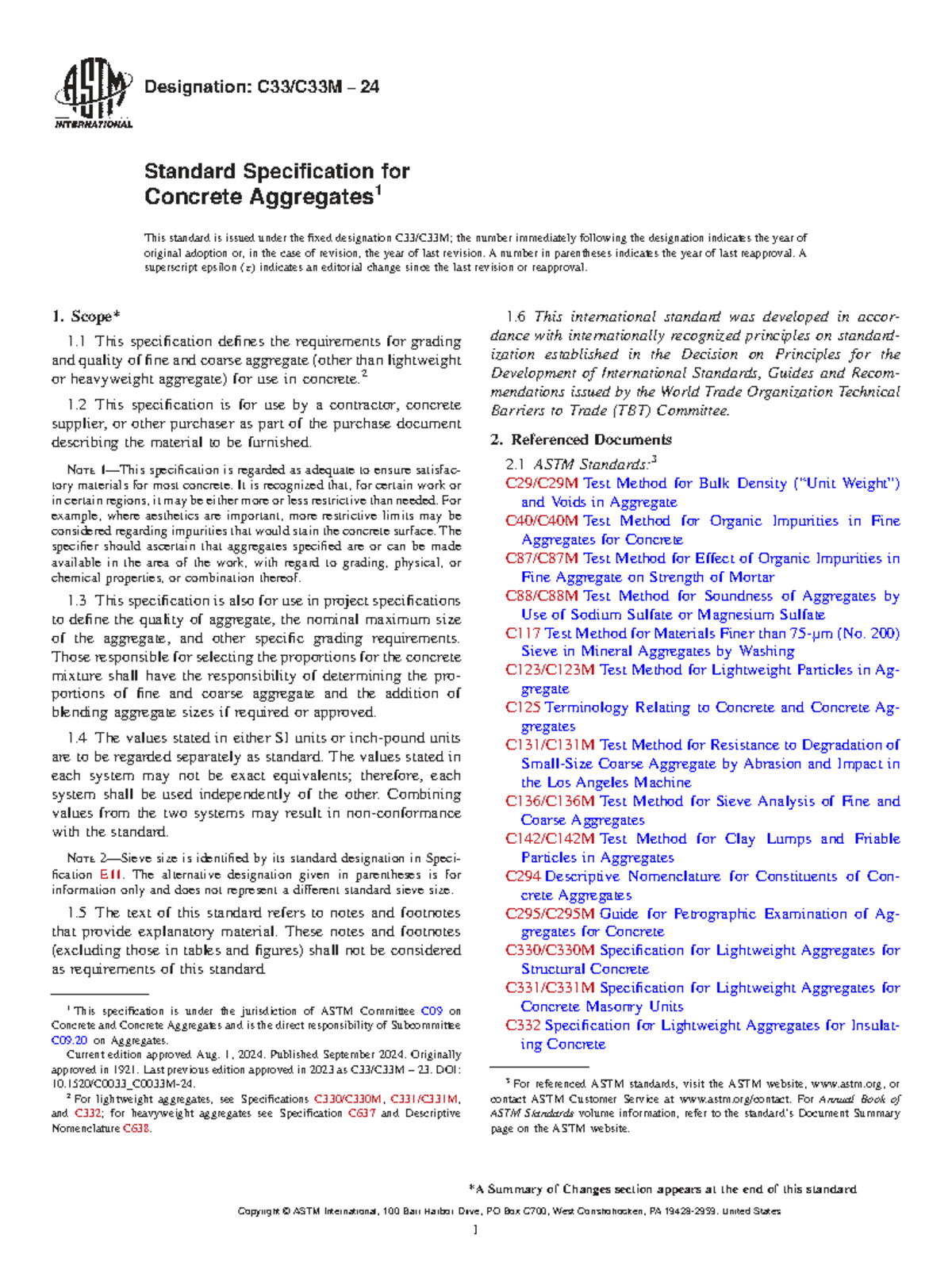 C 33 - C 33M - 24: Standard Specification for Concrete Aggregates - Studocu