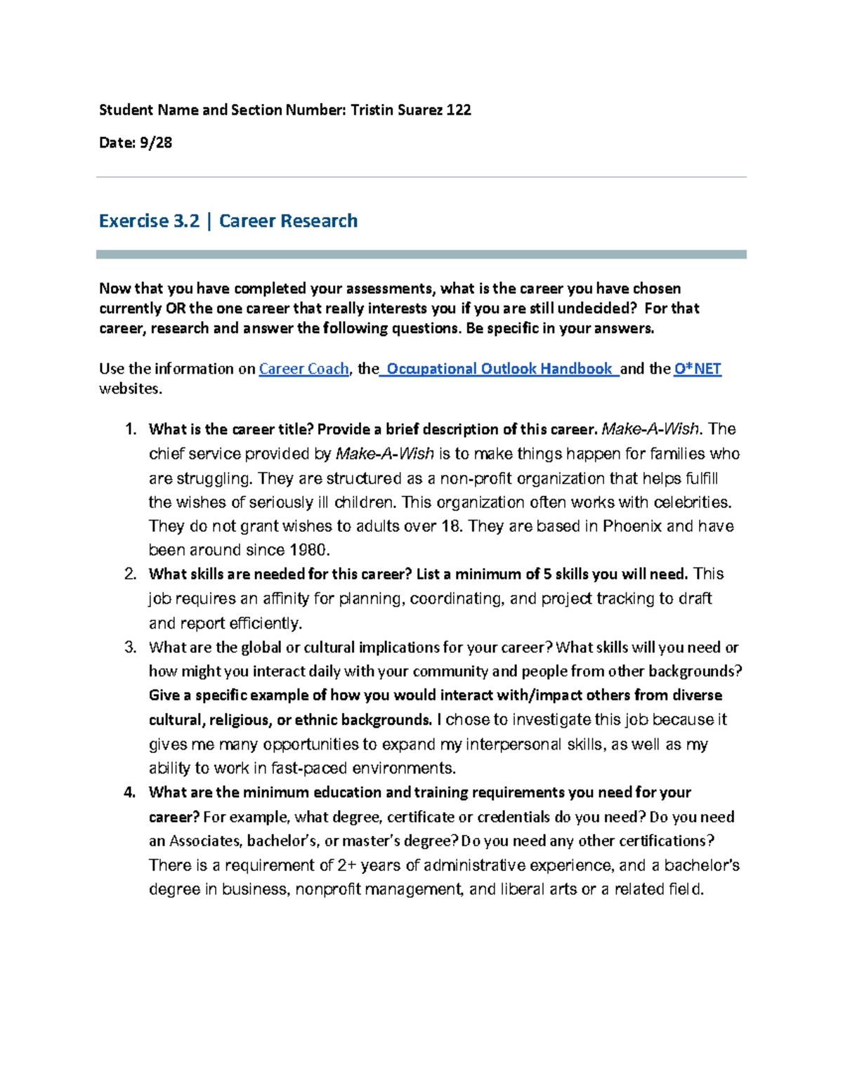 Exercise 3.2 Career Research Report SP25 - Studocu