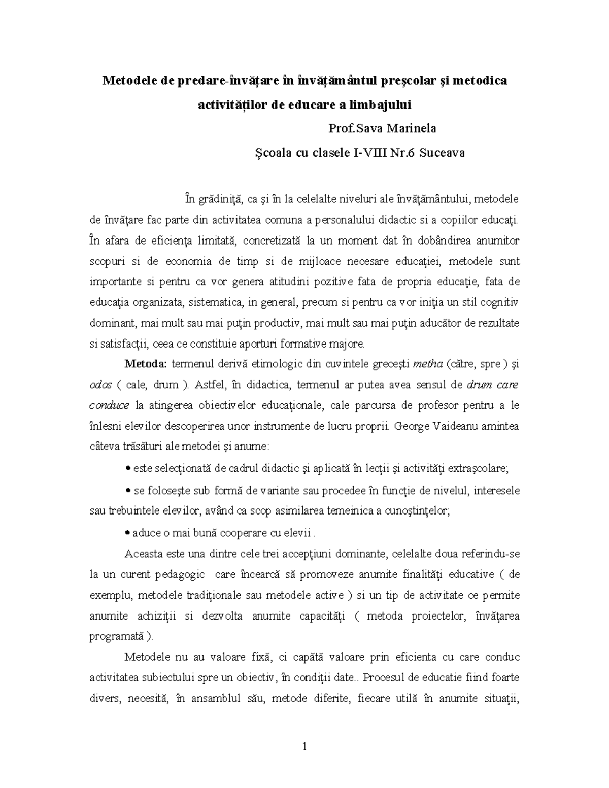 Metode DLC - Predare Învățare și Educarea Limbajului în Grădiniță - Studocu