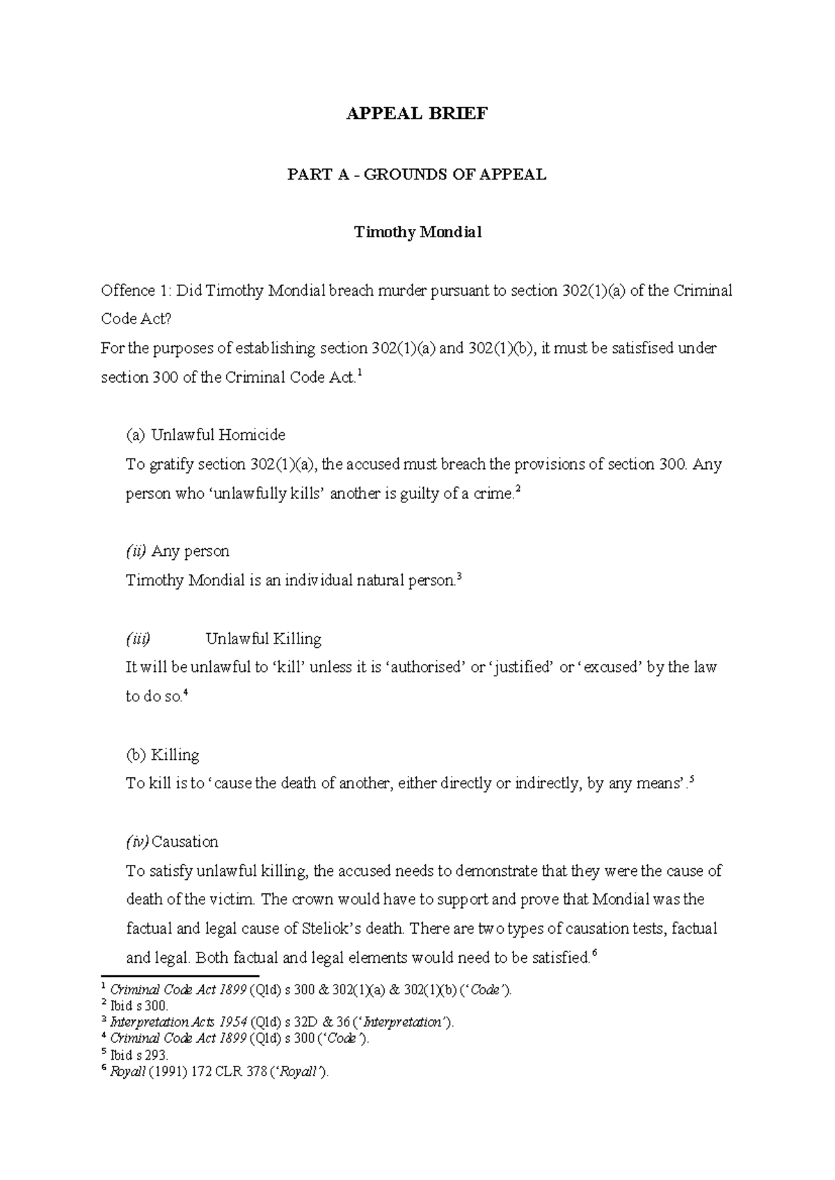 LLB106 Appeal Brief: Grounds of Appeal for Timothy Mondial - Studocu