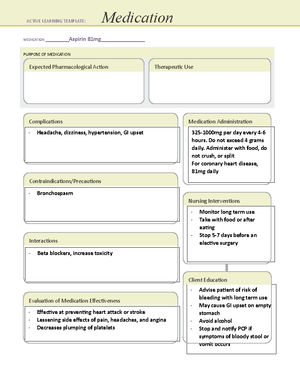 Inderal medication template - MEDICATION Inderal_______ CATEGORY CLASS ...