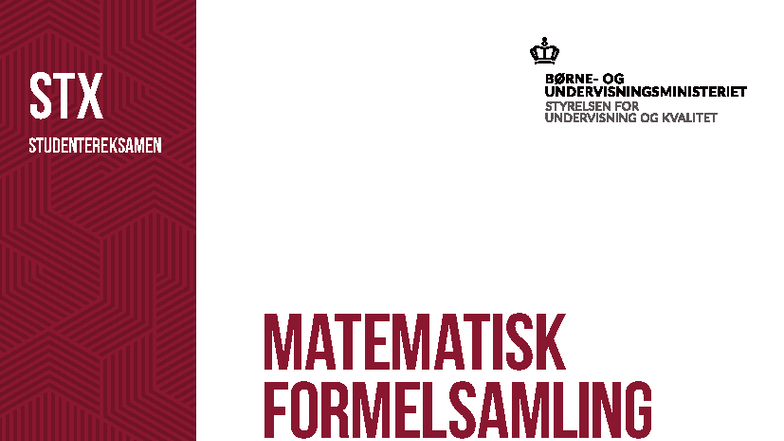 Matematisk Formelsamling STX B Niveau - Marts 2025 - Studocu