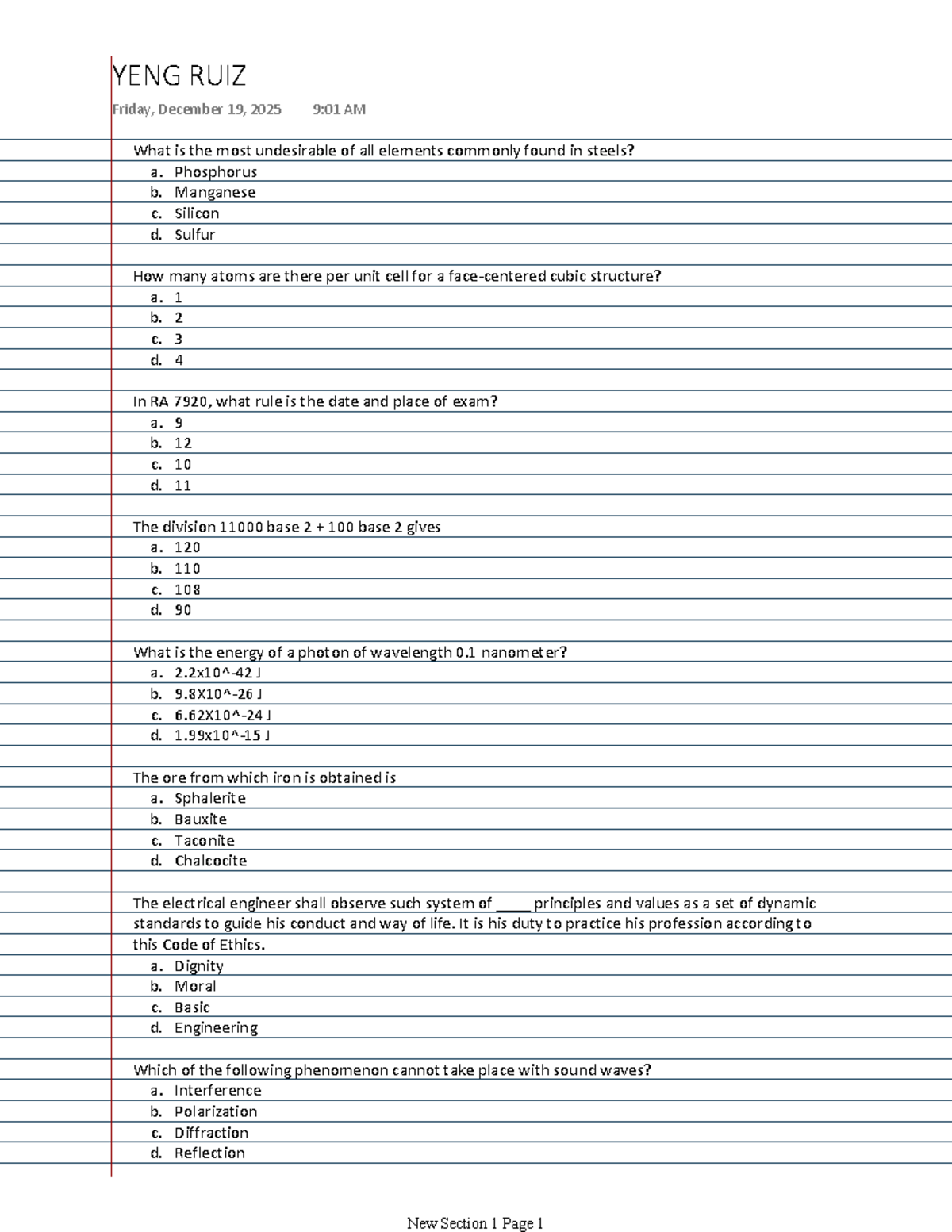 YENG RUIZ RA 7920 Final Exam Review - Engineering Sciences - Studocu