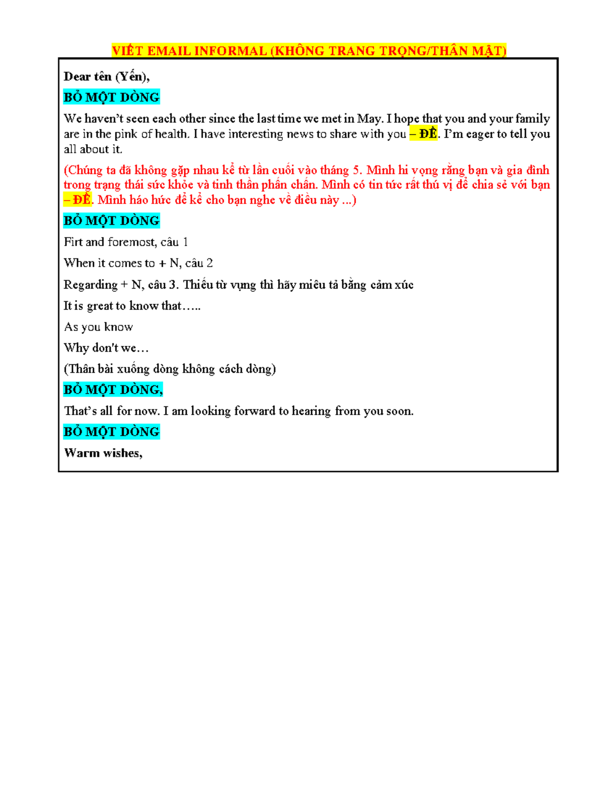Letters - Informal and Formal Email Writing Guide (ENG 101) - Studocu