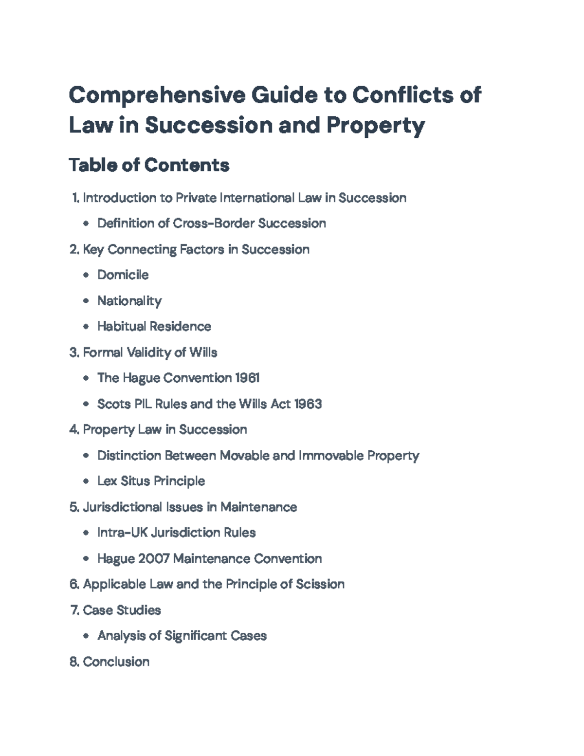 Comprehensive Guide to International Succession Law (Course Code: PIL ...