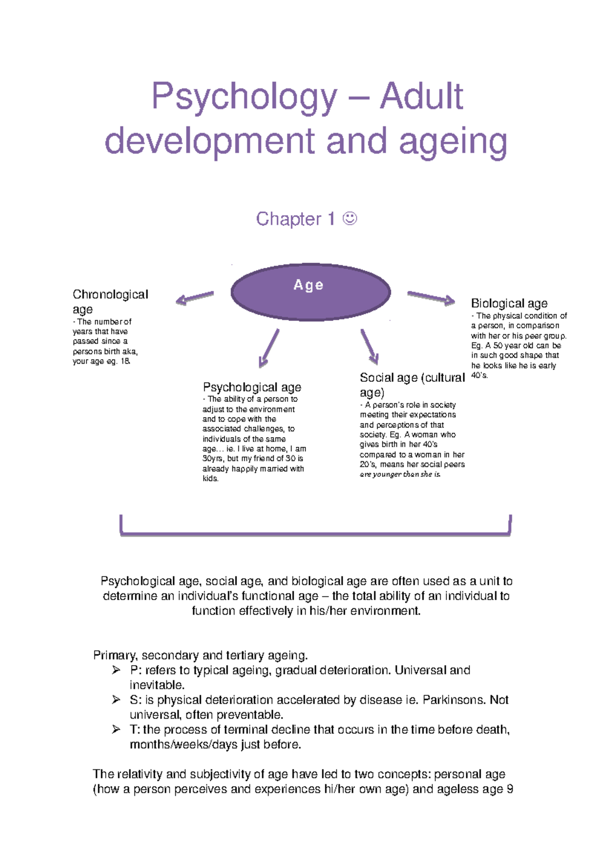 Psychology – Adult development and ageing - Psychology – Adult ...