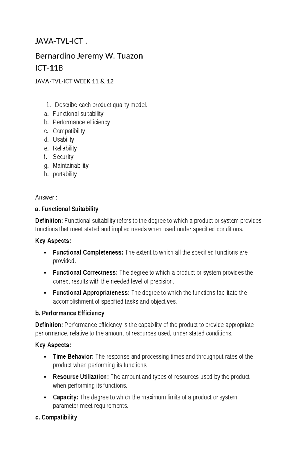 Java week 11 & 12 - JAVA-TVL-ICT. Bernardino Jeremy W. Tuazon ICT-11B JAVA-TVL-ICT WEEK 11 & 12 ...