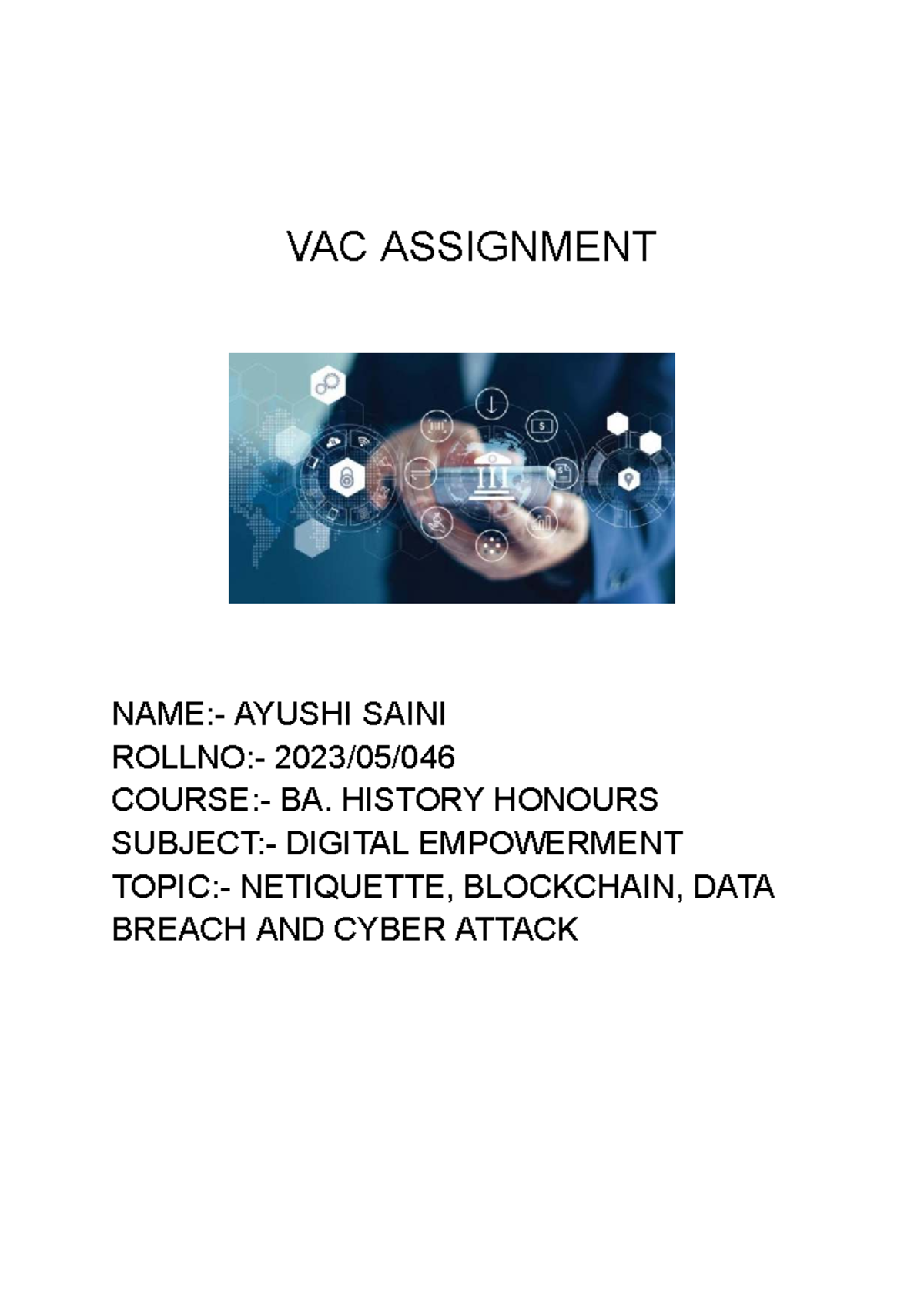 Ba. History honours VAC assignment on digital empowerment and ...