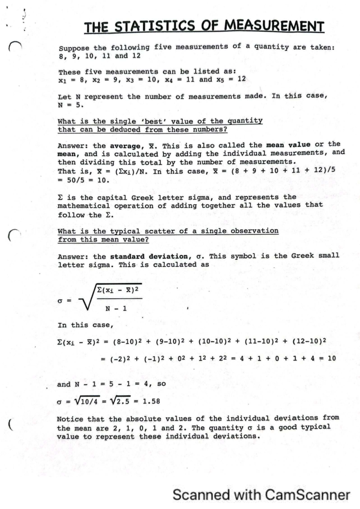 Lab 1: Statistics of Measurement and Analysis Techniques - Studocu