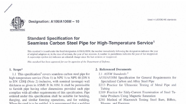 ASTM A 106/A 106M Standard Specification for Seamless Carbon Steel Pipe ...