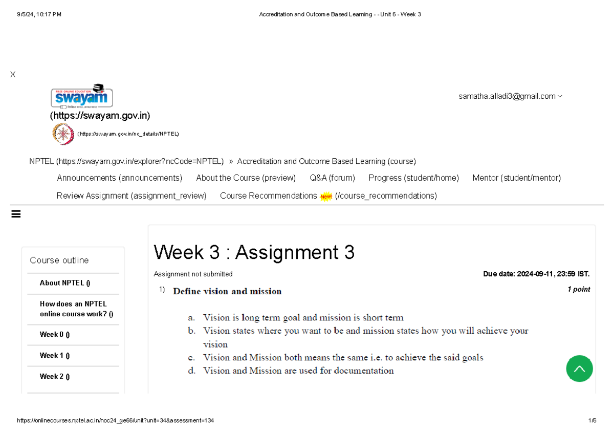 Accreditation and Outcome-Based Learning - NPTEL - Week 3 Overview - Studocu