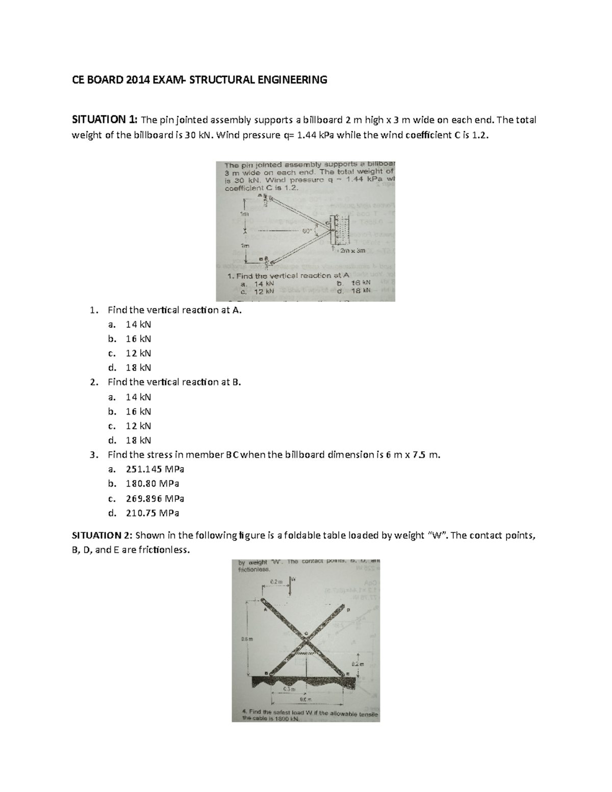CE Board 2014 EXAM- Structural Engineering - CE BOARD 2014 EXAM ...
