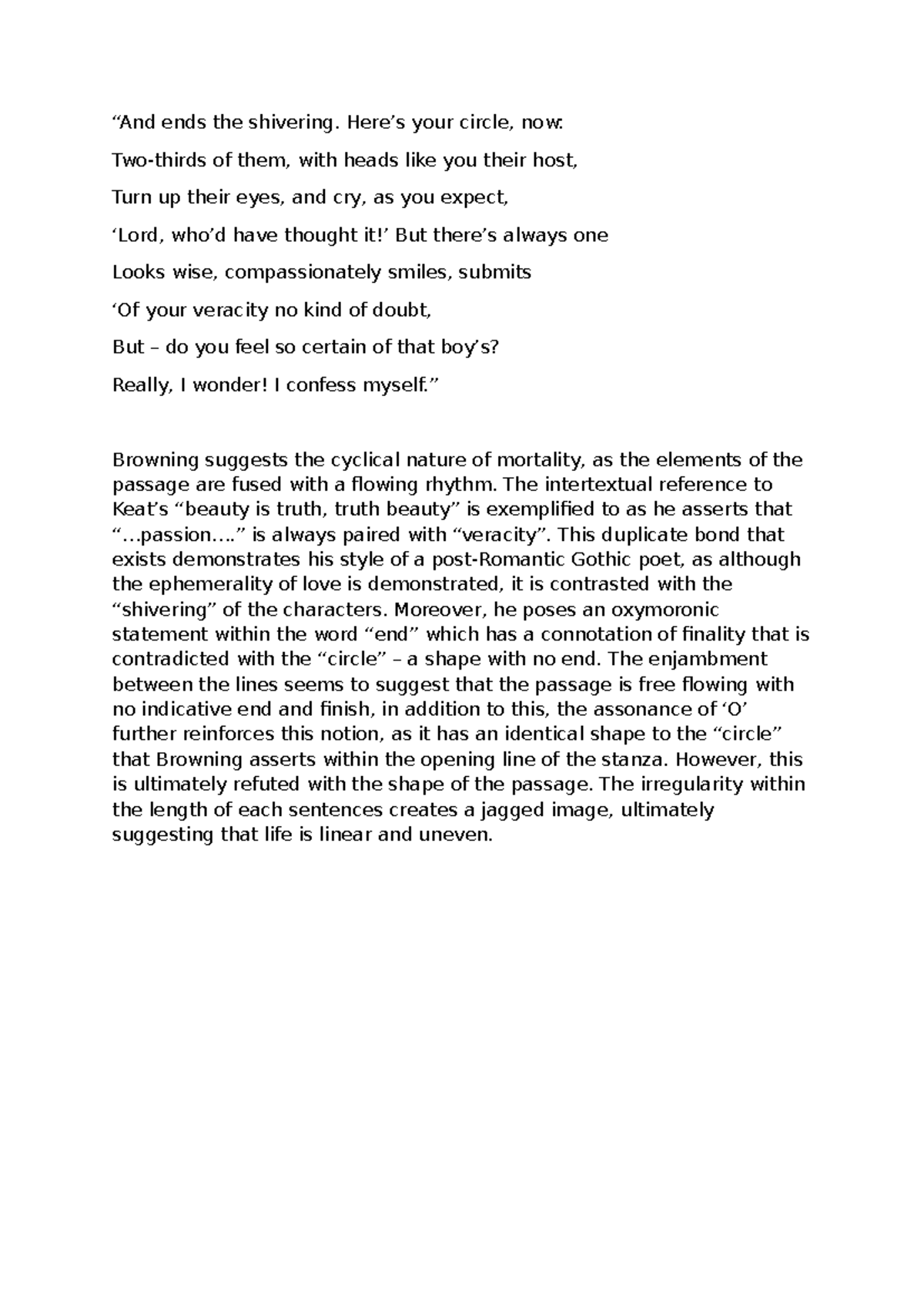 Browning Poetry Analysis: Exploring Cyclical Mortality Themes - Studocu