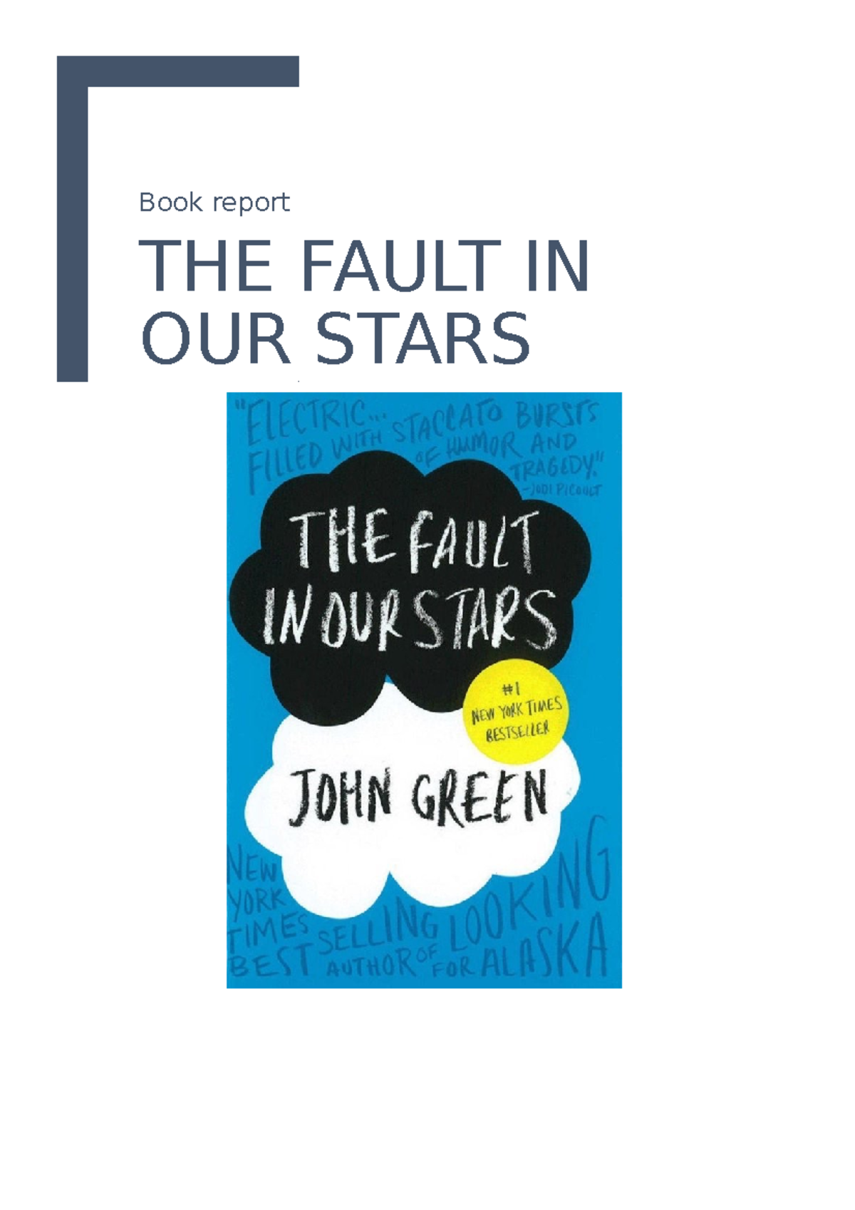 Engels Book Report: The Fault in Our Stars Analysis and Themes ...