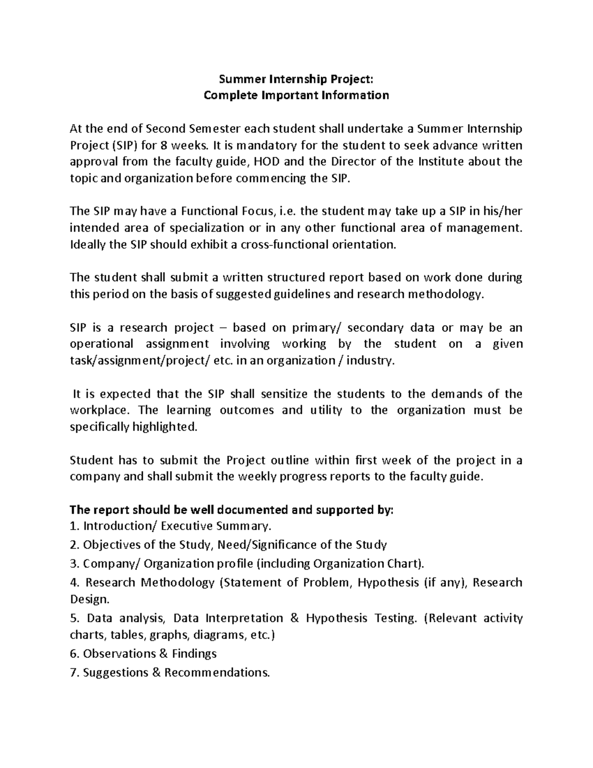 Summer Internship Project (SIP) Process: A Step-by-Step Guide - Studocu