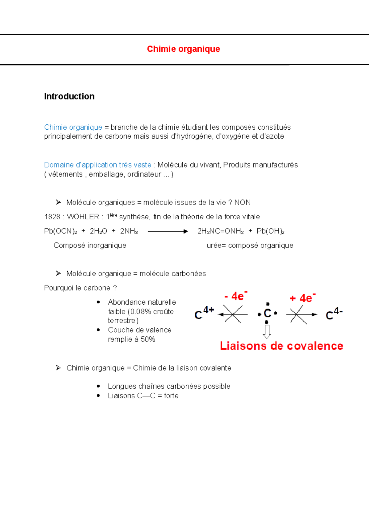 Chimie Organique - Concepts et Structures des Molécules (CO 101) - Studocu