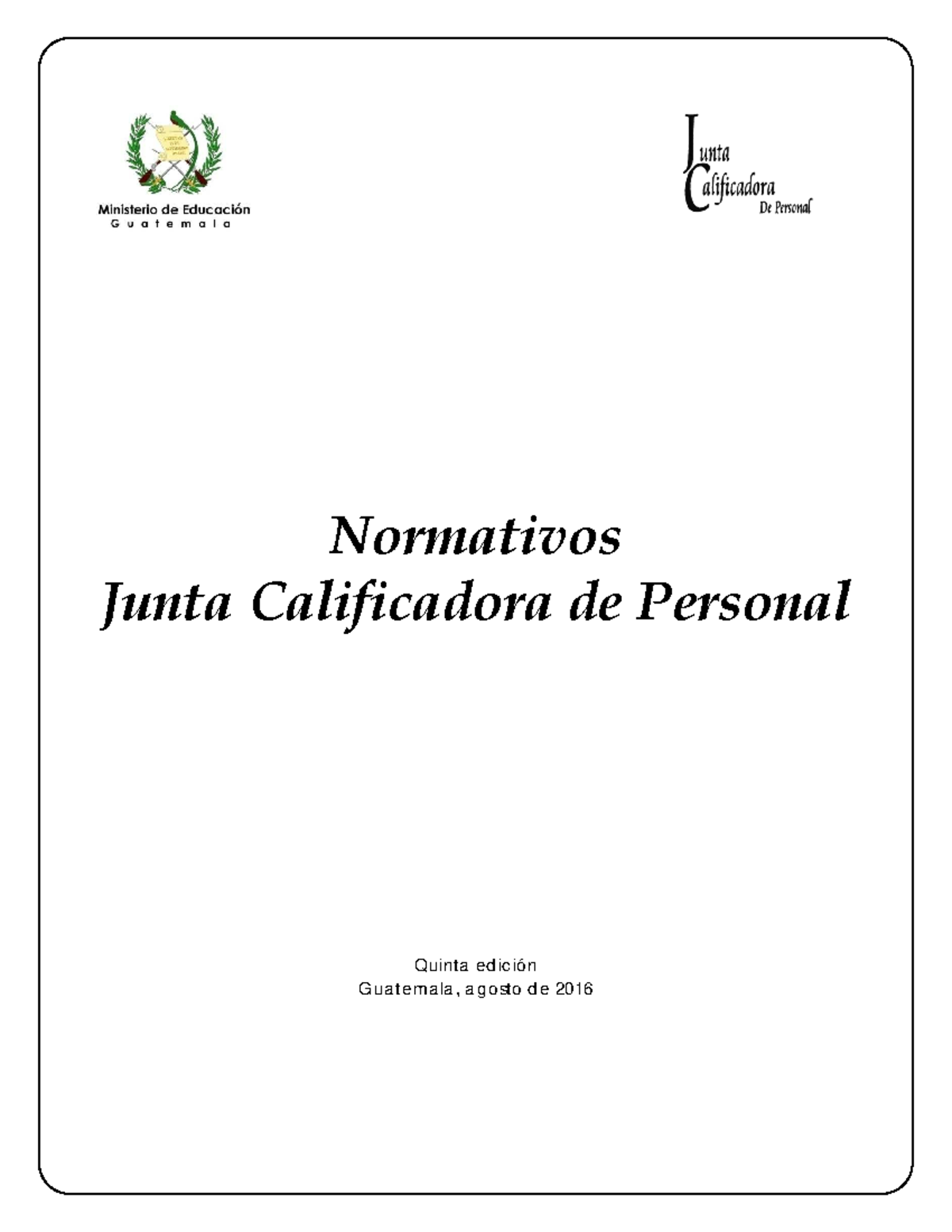 Normativos de la Junta Calificadora de Personal - Edición 2016 - Studocu