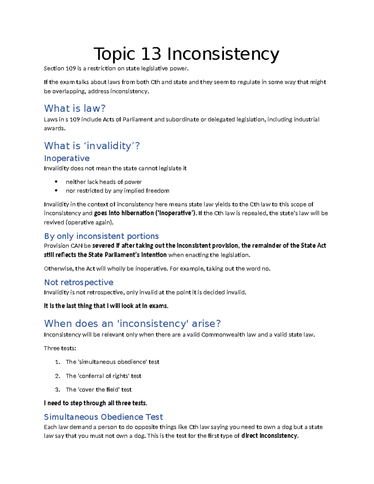 Topic 13: Inconsistency in Law - Understanding Section 109 and Tests ...