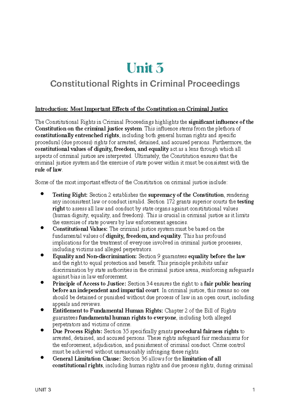 Unit 3: Constitutional Rights and Due Process in Criminal Proceedings ...