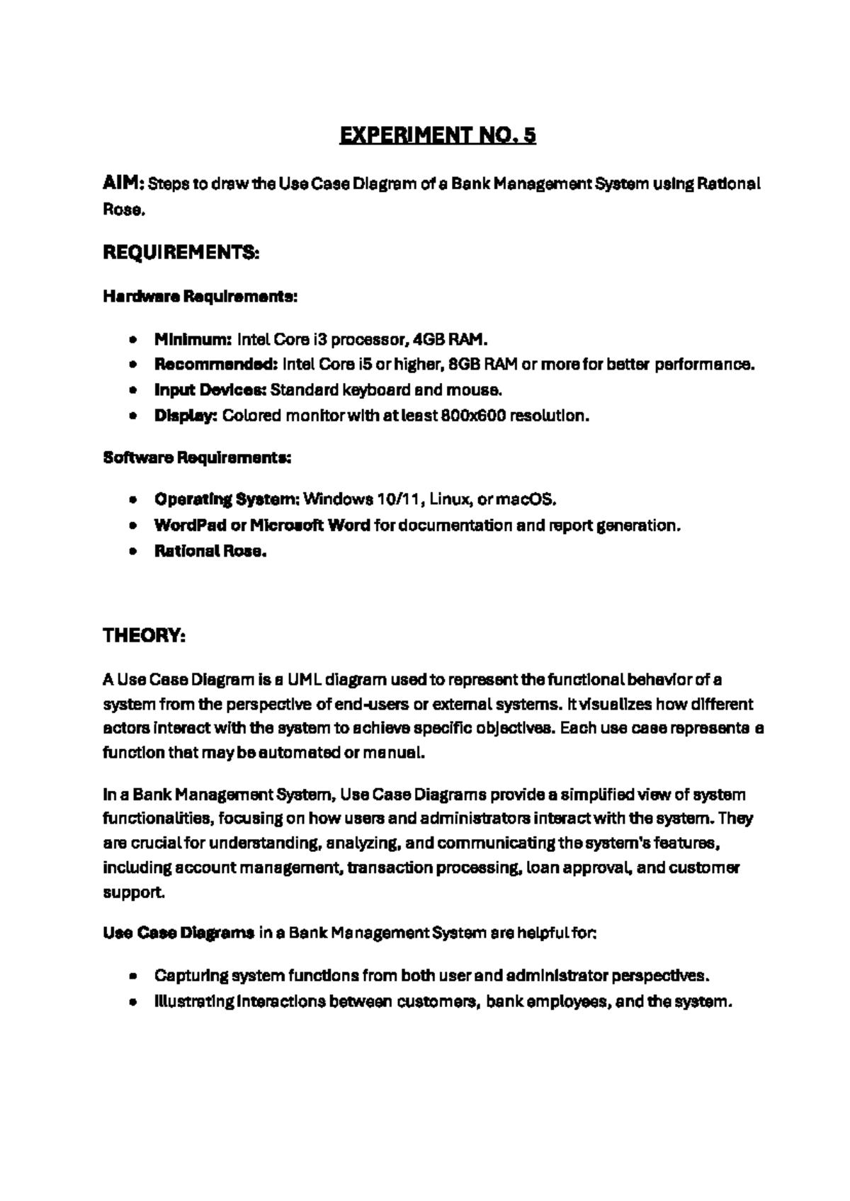 Experiment No. 5: Use Case Diagram for Bank Management System - Studocu