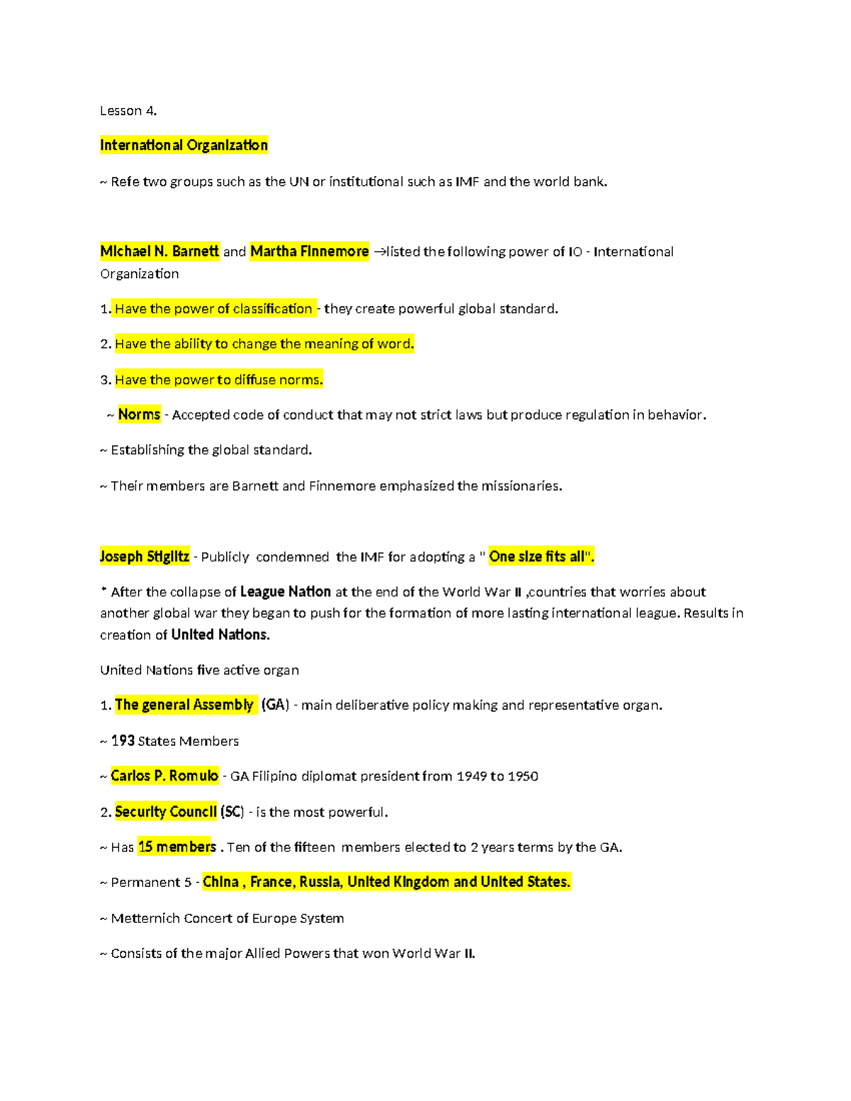 Contemporary 2nd Exam lessons - Lesson 4. International Organization ...