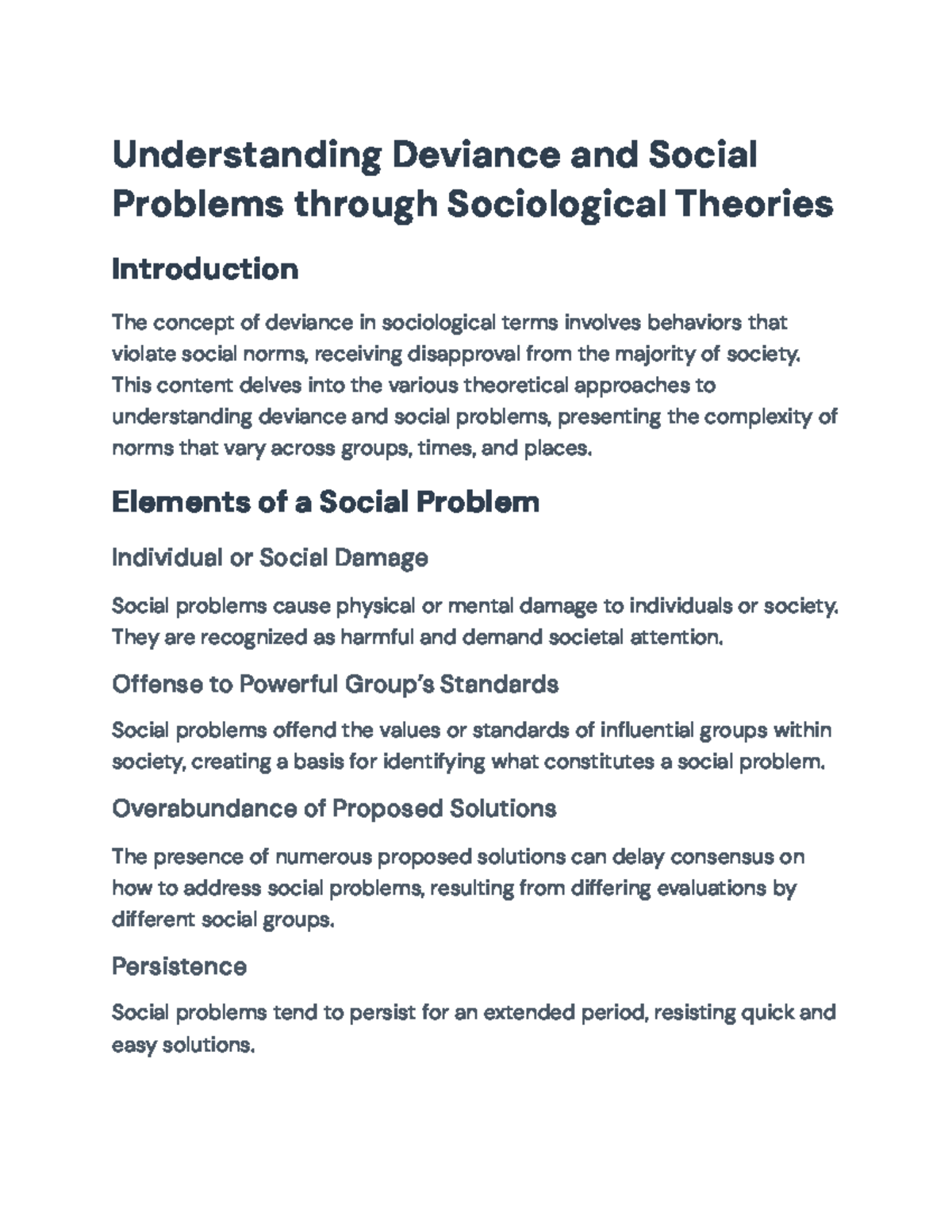 Understanding Sociological Theories of Deviance and Social Problems ...