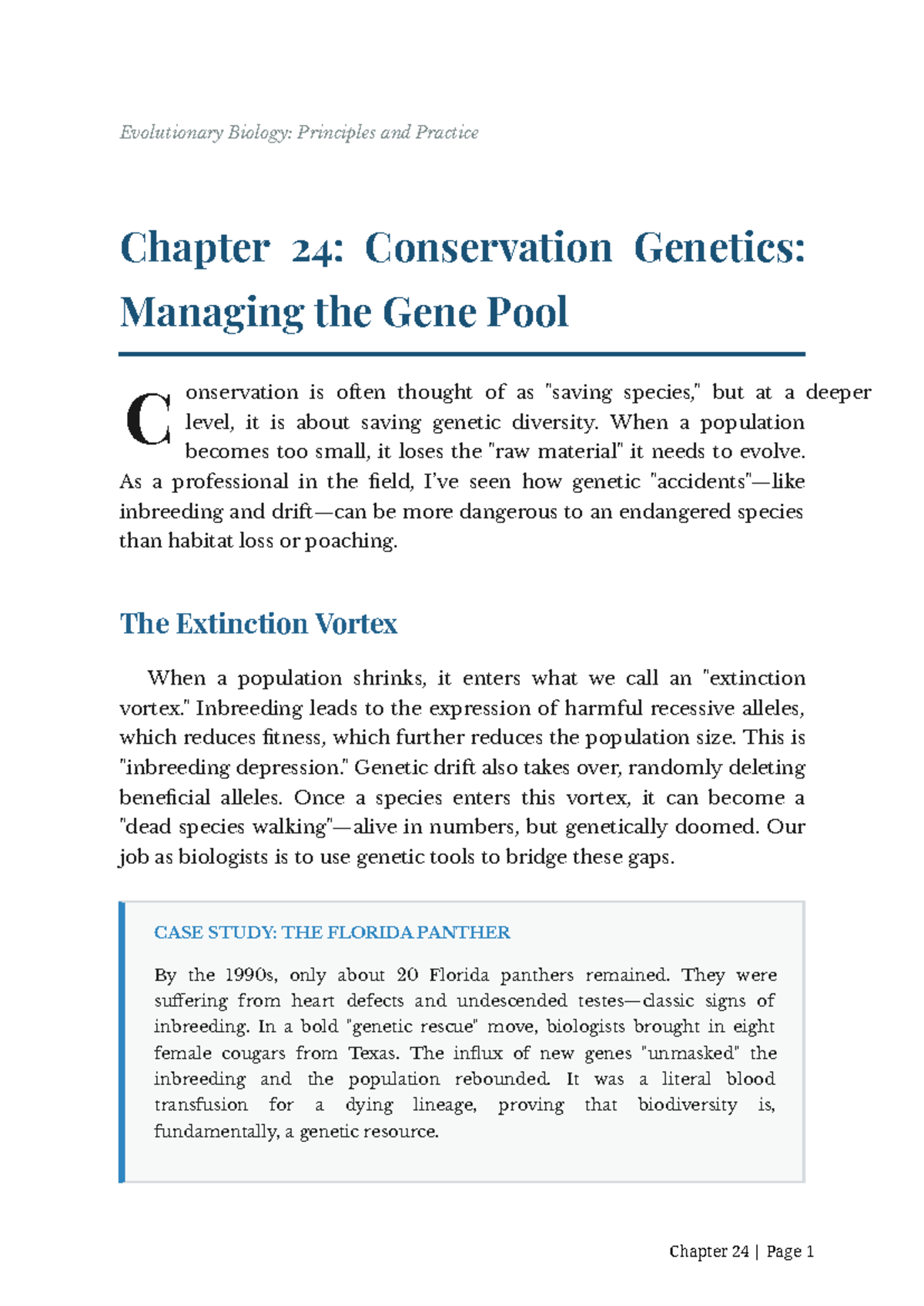 Evolutionary Biology: Conservation Genetics & the Florida Panther Case ...
