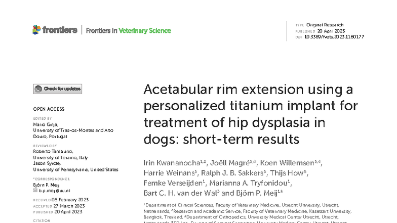 Acetabular Rim Extension with Titanium Implant for Canine Hip Dysplasia ...