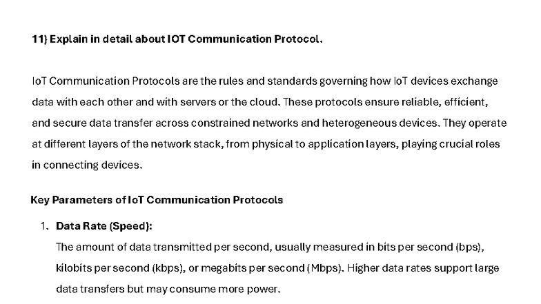 EIOT 11Q 16M - Detailed Overview of IoT Communication Protocols - Studocu