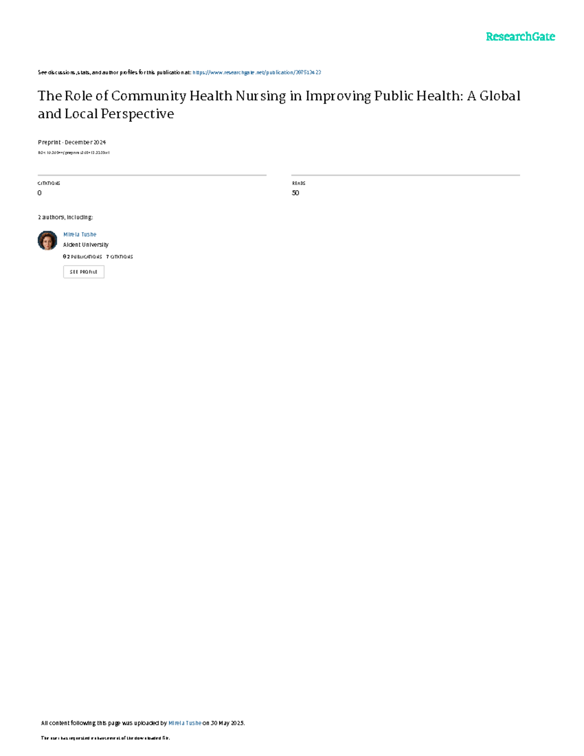 The Role of Community Health Nursing in Public Health: Global & Local ...