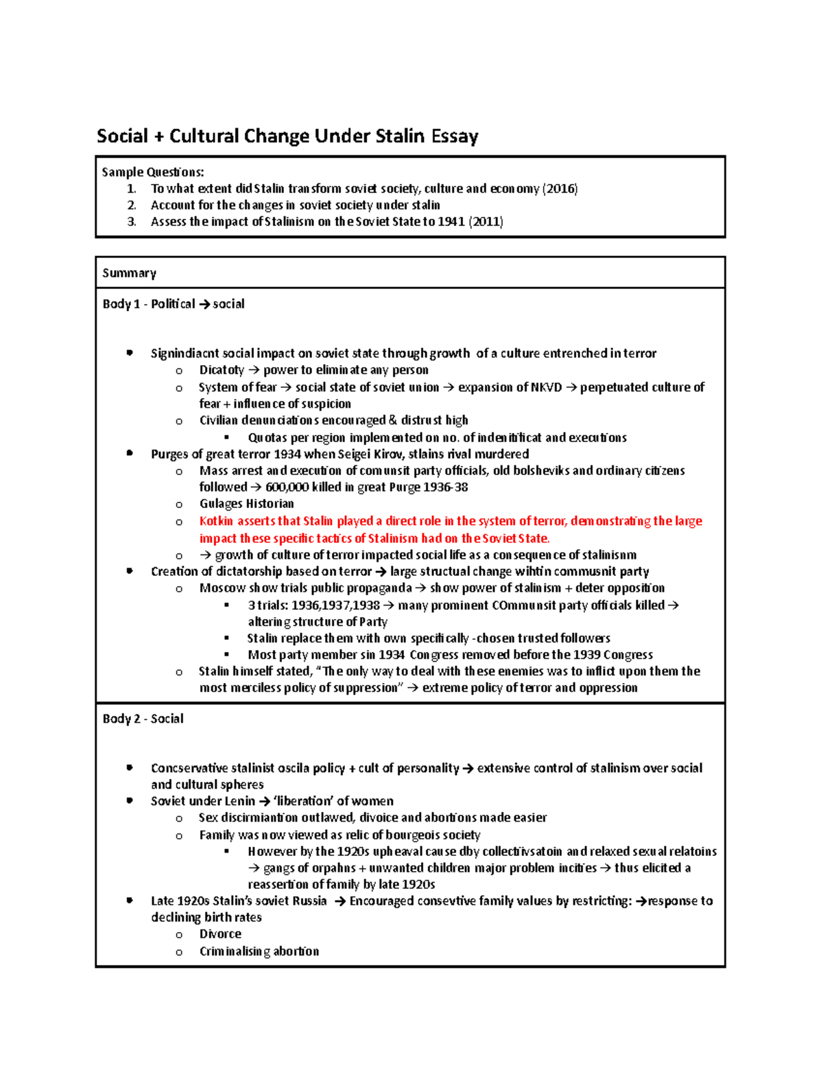 Social + Cultural Change Under Stalin Essay - To what extent did Stalin ...
