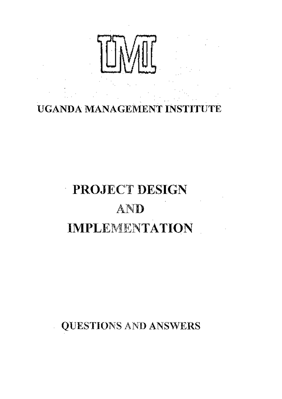 1. Project Design & Implementation Q&A - Project Planning and ...