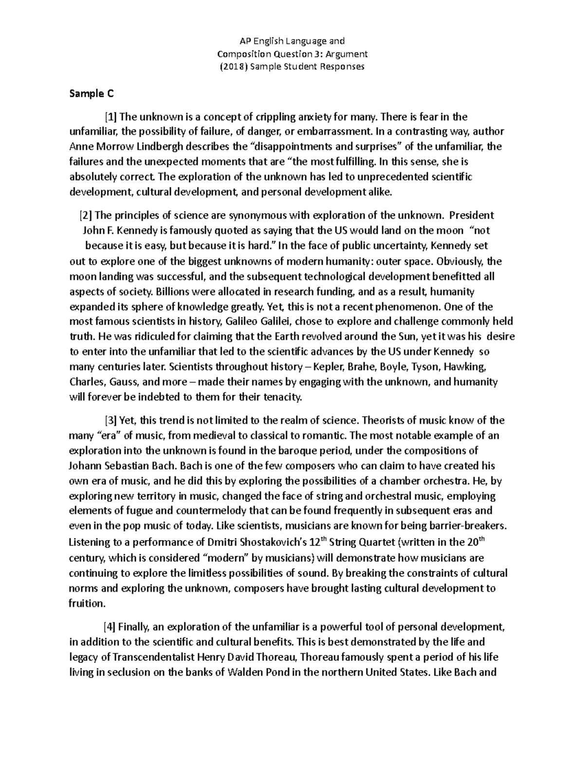 Deconstructing the Value of Unknowns in Student AP Language Essay - Studocu