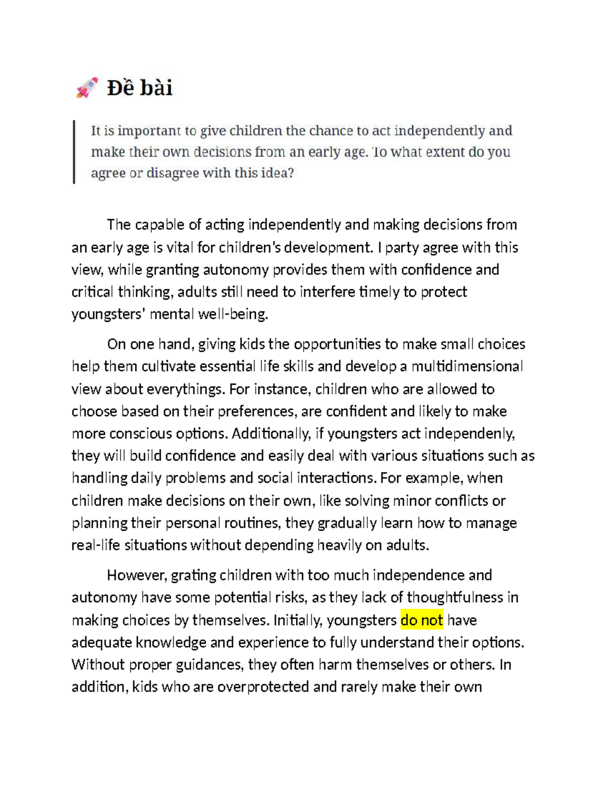 Children's Independence: Balancing Autonomy and Guidance - Studocu