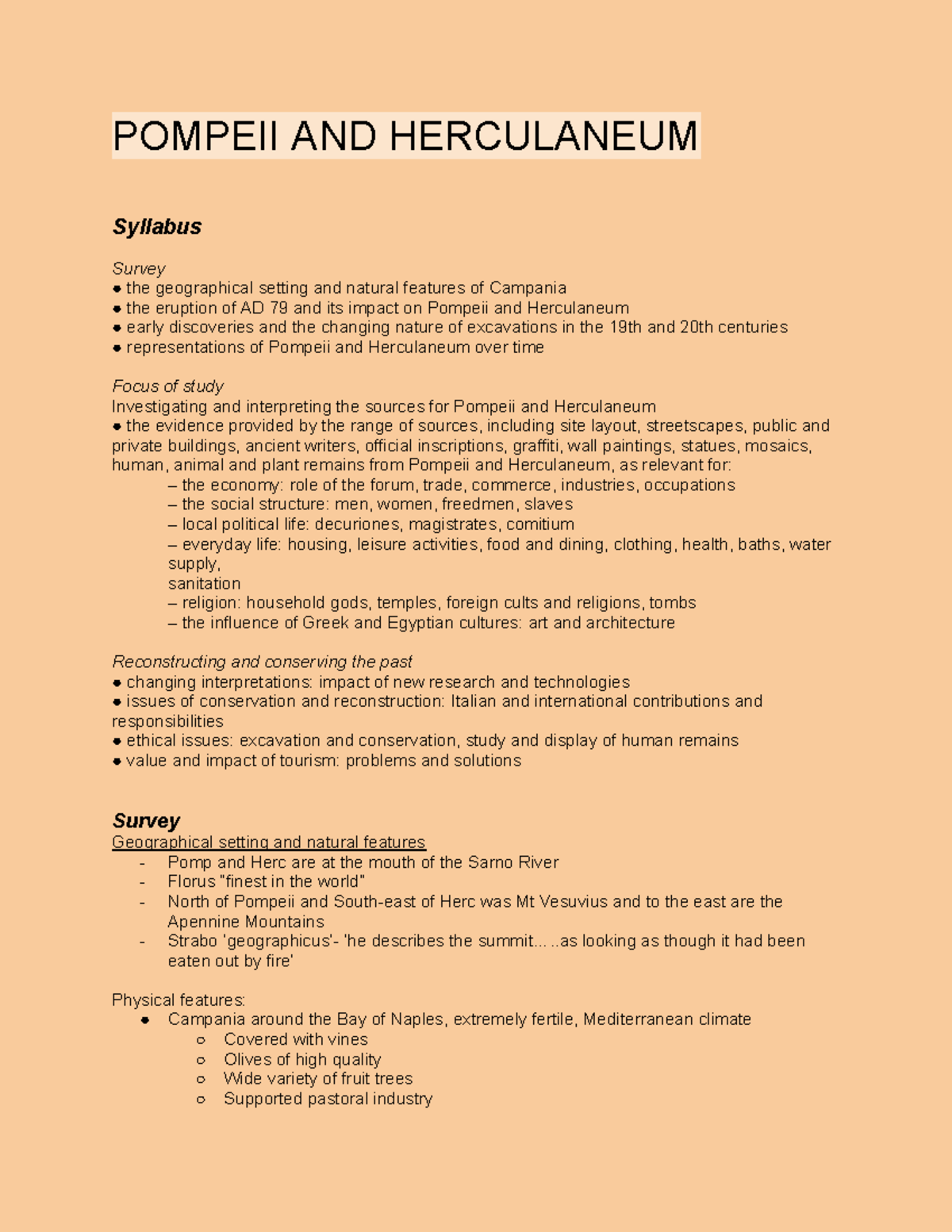 Pompeii and Herculaneum: HSC Study Notes on Eruption and Excavations ...