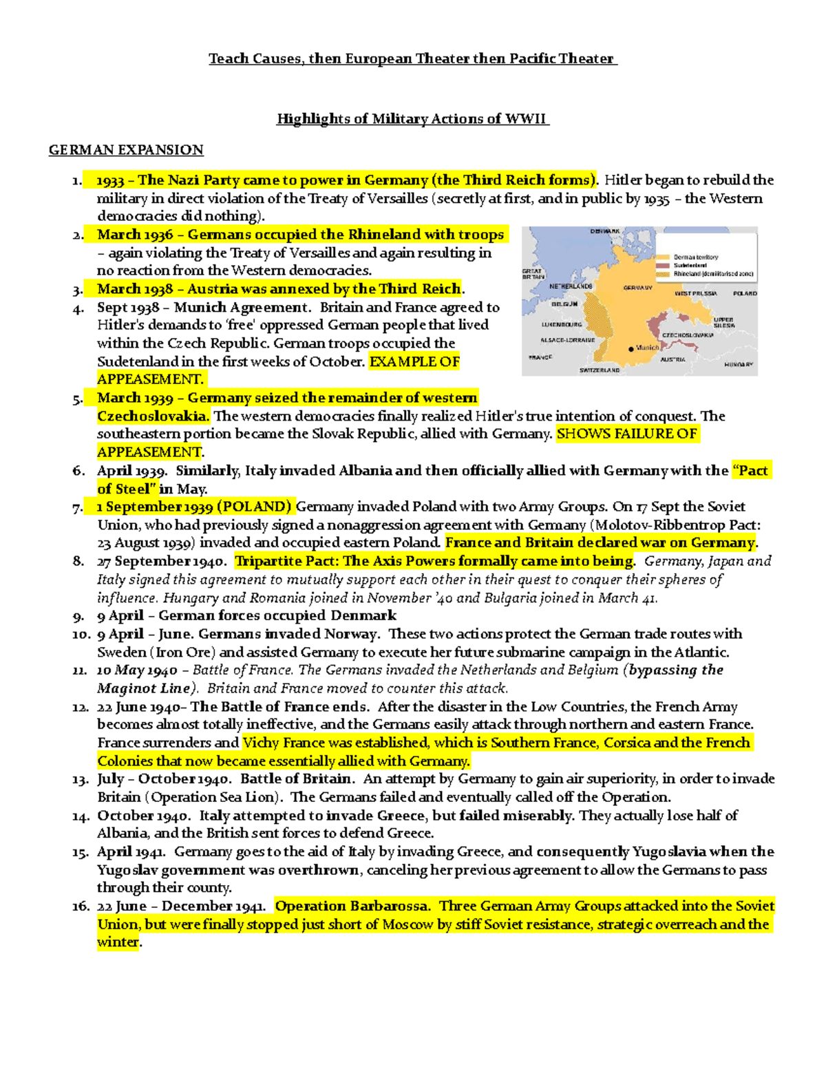 WWII 2023 Lecture Notes: Causes to Outcomes & Military Actions - Studocu