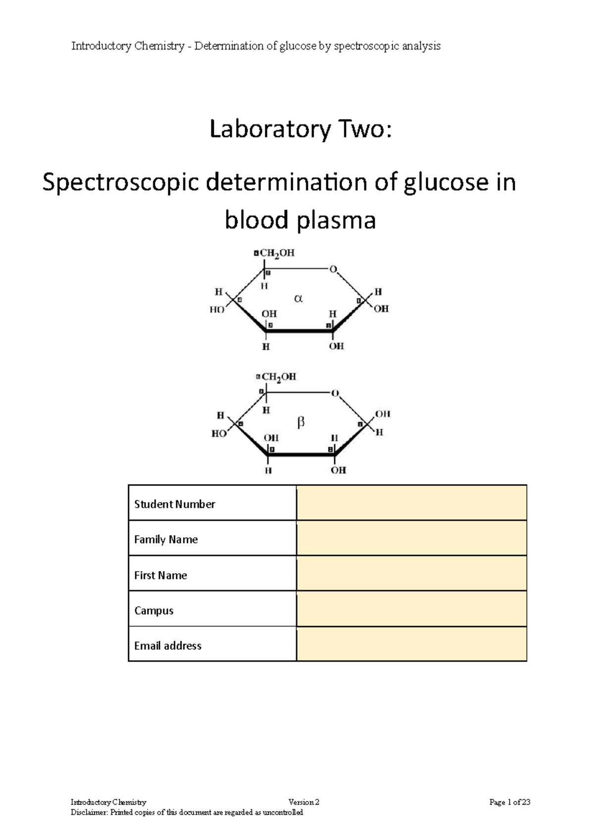 Laboratory 2: Spectroscopic Analysis of Glucose in Blood Plasma - Studocu