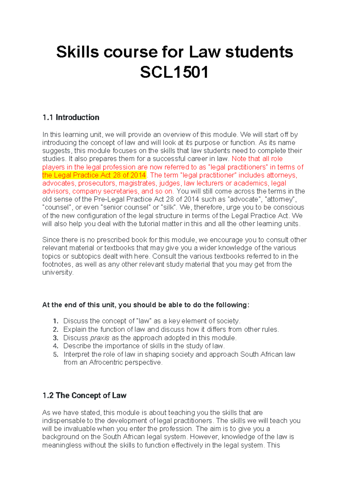 SCL1501 Skills Development for Law Students: Overview & Key Concepts ...