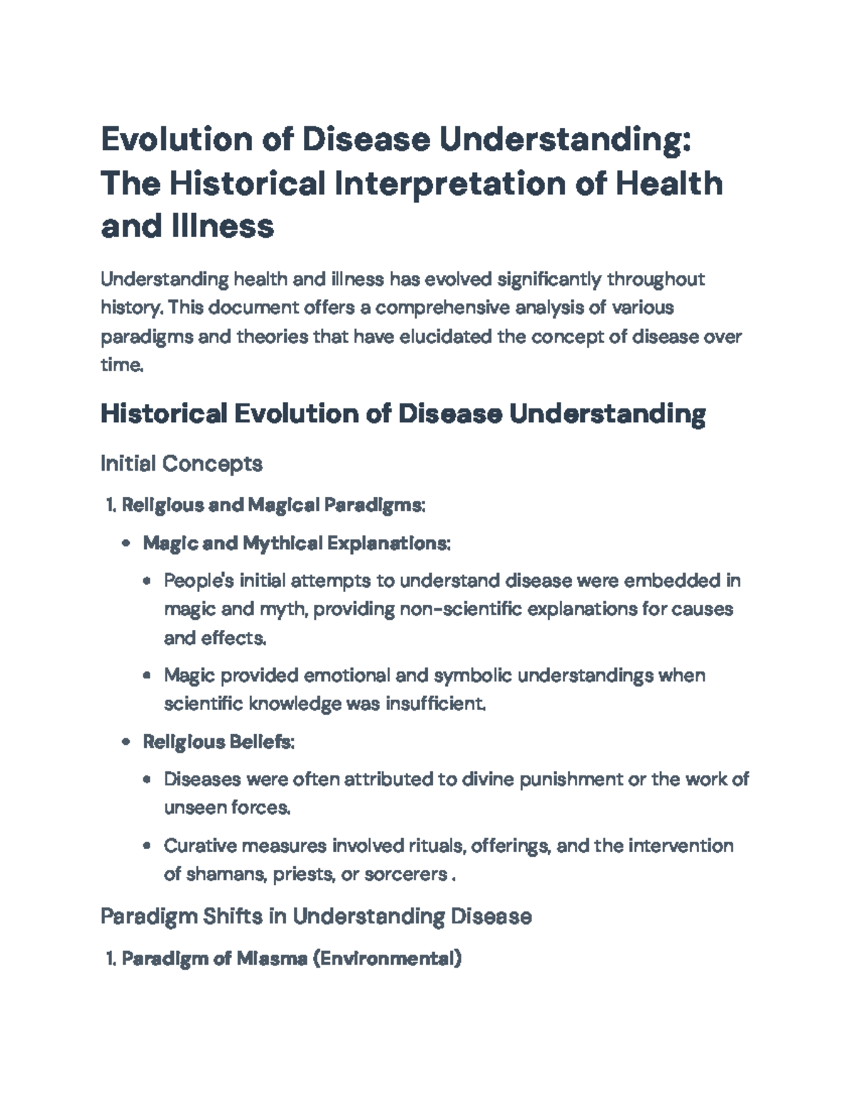 Historical Evolution of Disease Understanding: A Comprehensive Analysis ...