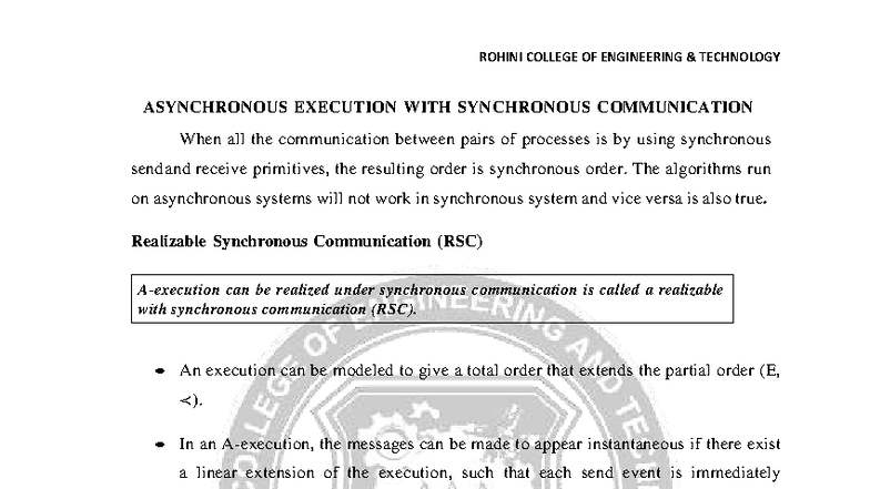 CS8603 Distributed Systems: Asynchronous Execution & Synchronous ...