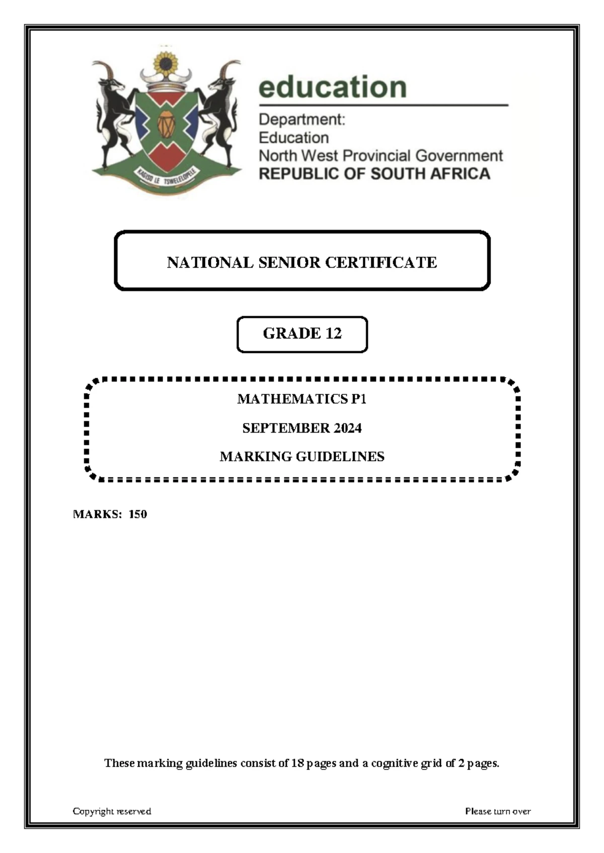 Mathematics P2 Grade 12 June Mock Exam 2024 - Copyright reserved Please turn over MARKS: 150 ...