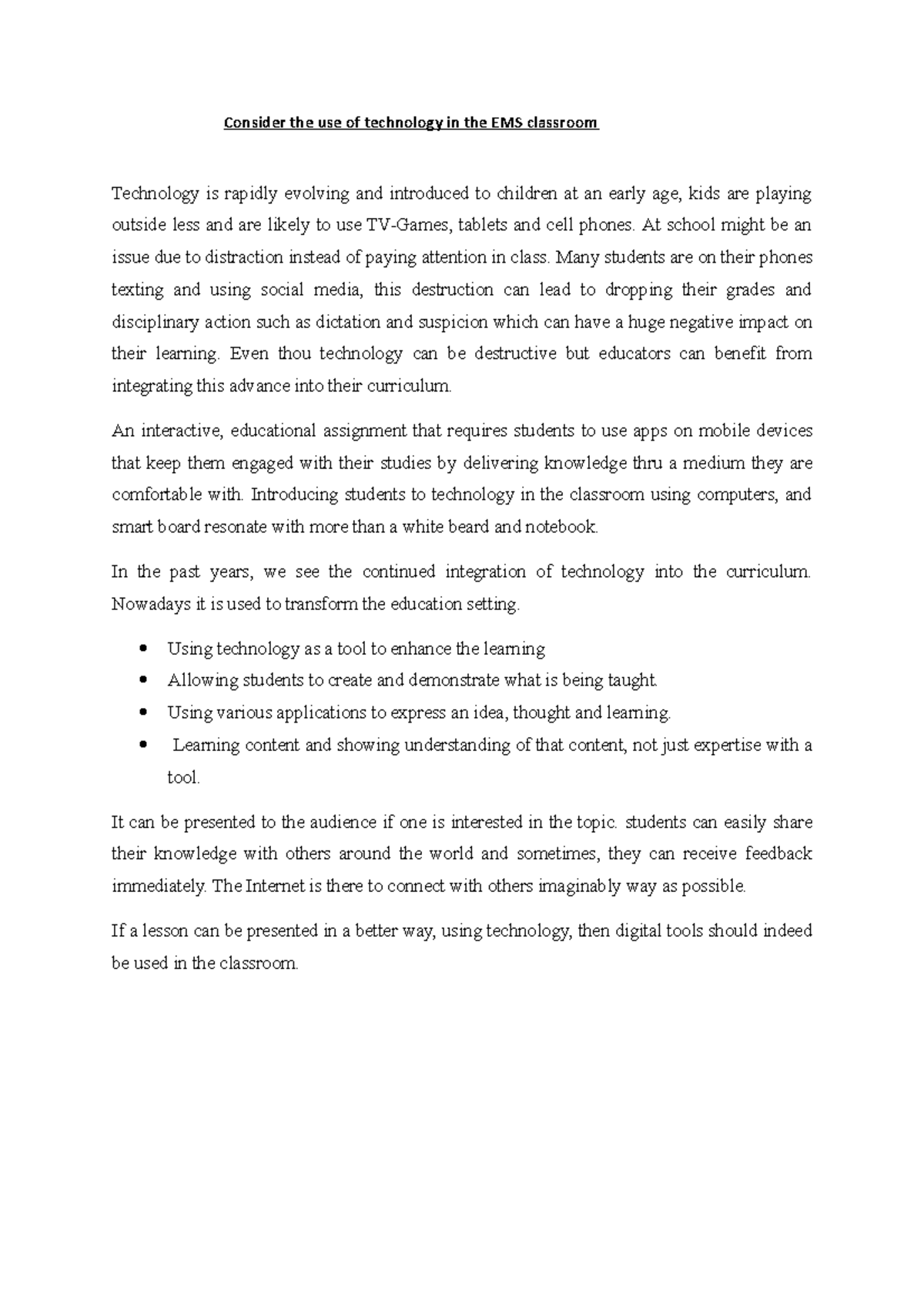 Task 04 - Practical Use of Tech in EMS Classroom: 3 Examples - Studocu