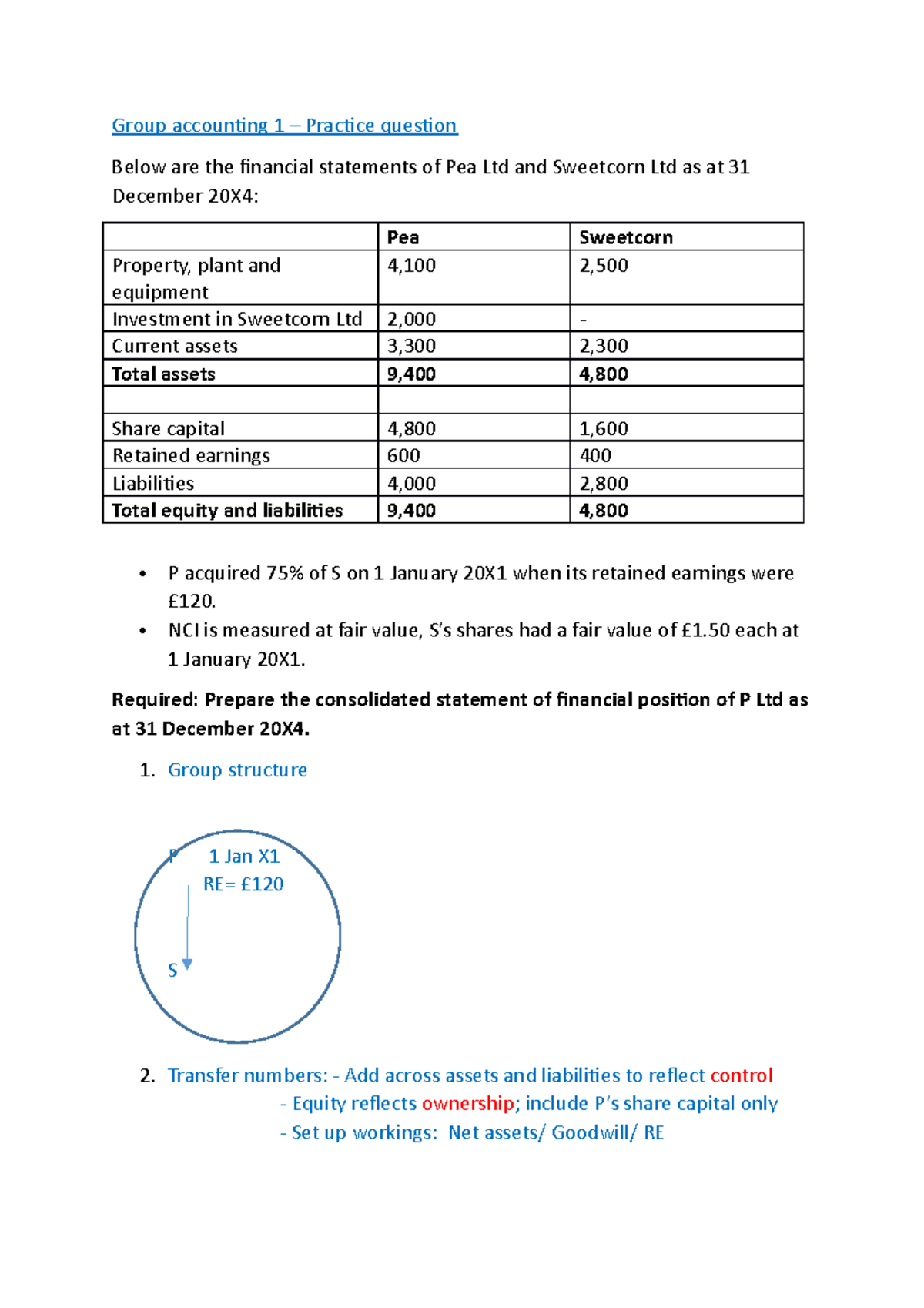 Group accounting 1 practice question answer - Group accounting 1 ...