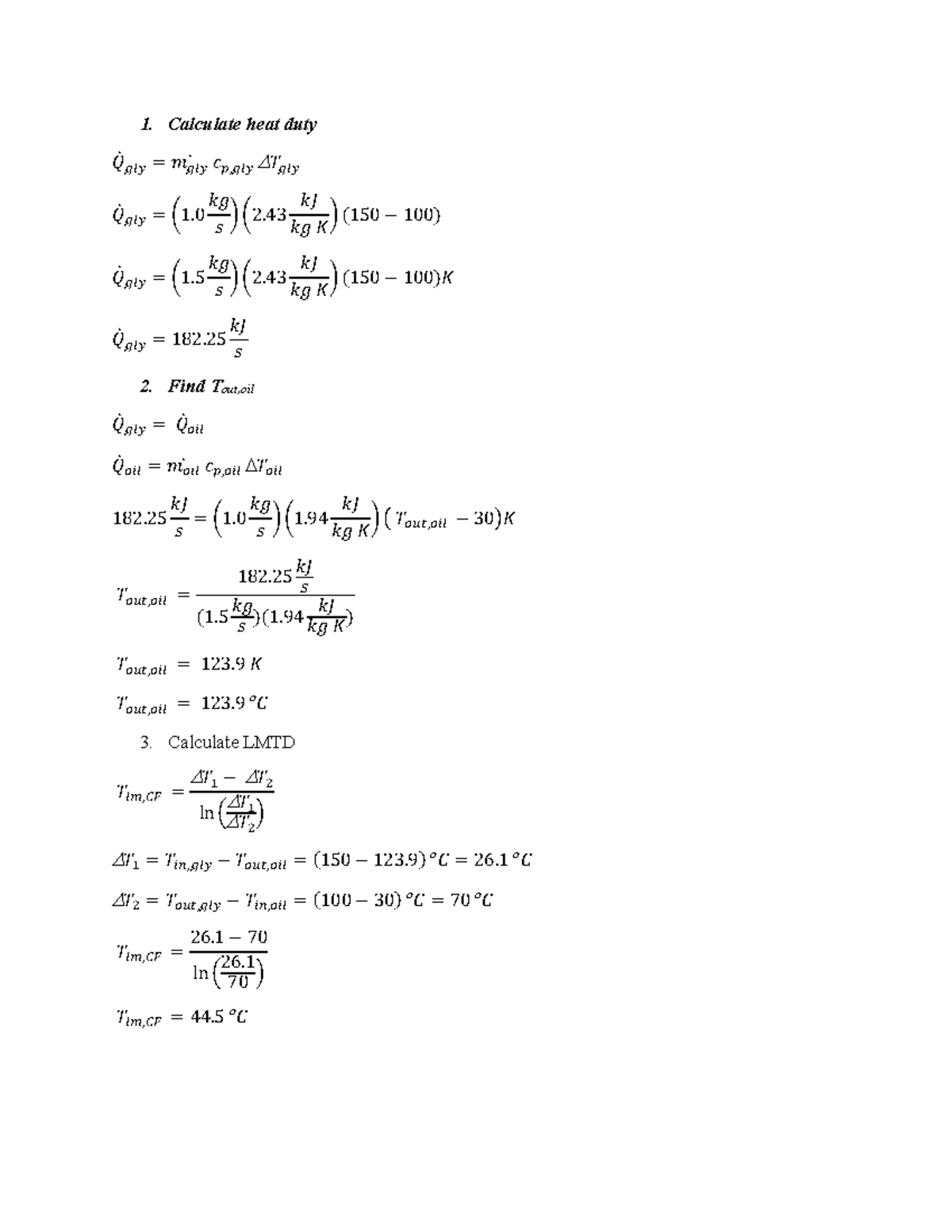 Thermal Engineering Calculations for Course Code: ENGR 101 - Studocu