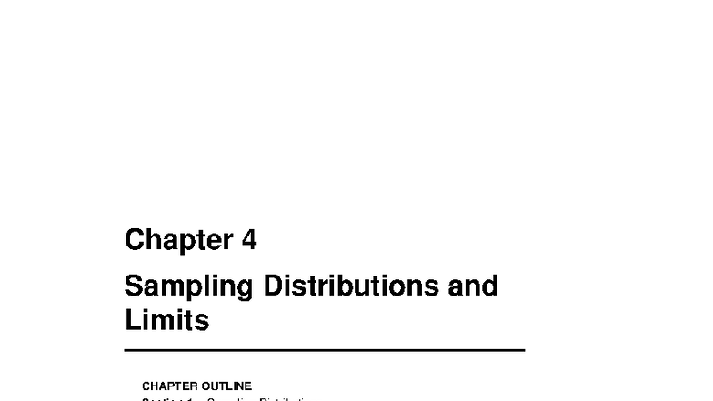 Chapter 4: Sampling Distributions and Limits Overview - Studocu