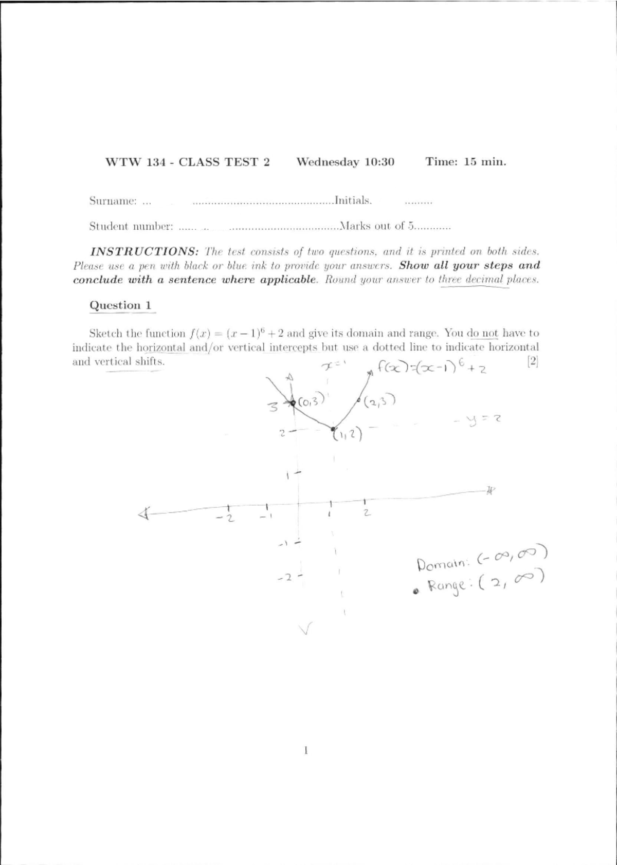 WTW 134 - Class Test 2 Notes and Instructions - Studocu