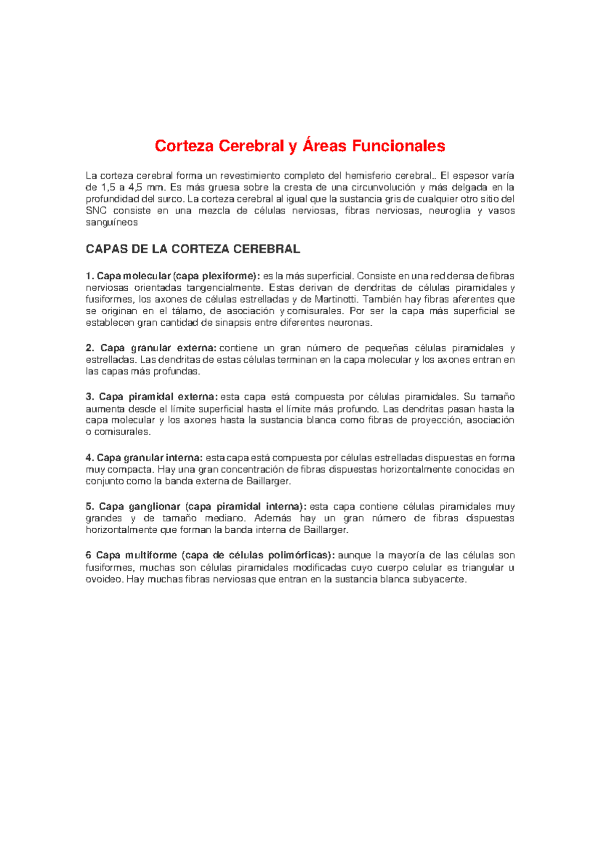 Corteza Cerebral y Funciones: Estructura y Dominancia - Studocu
