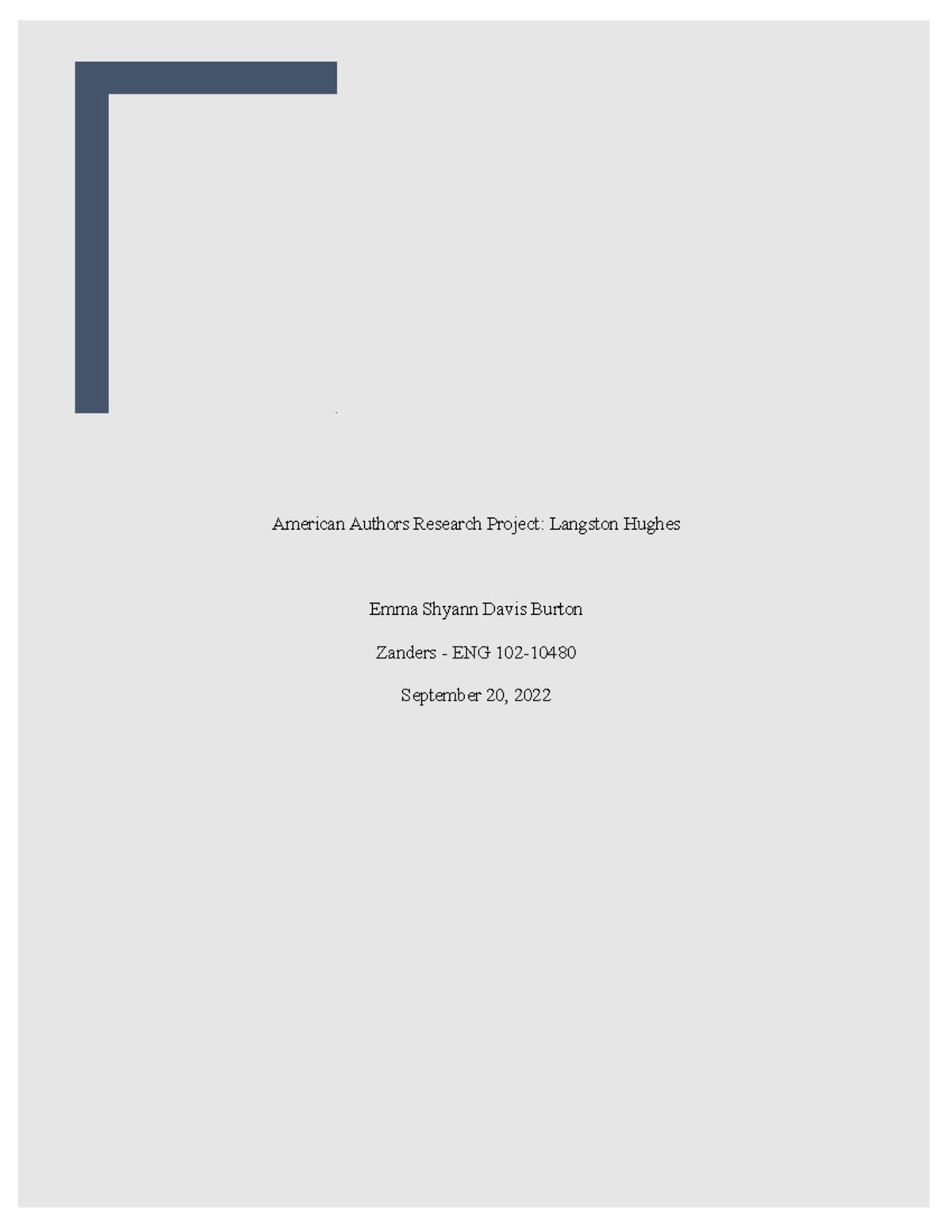 American Authors Research Project- ENG 102 - American Authors Research ...